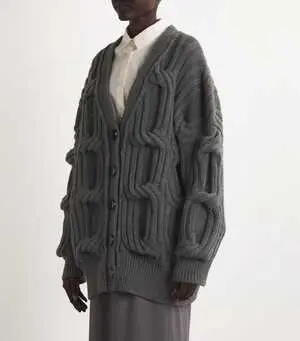 Stella McCartney Virgin Wool Falabella Cardigan - Grey