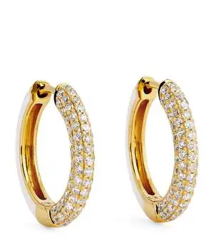 EMILY P. WHEELER Yellow Gold, Diamond, And Enamel Hoop Earrings