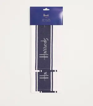 Harrods Set Of 2 Organic Cotton Tea Towels - Navy