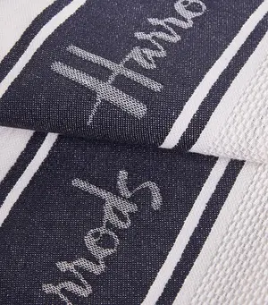 Harrods Set Of 2 Organic Cotton Tea Towels - Navy