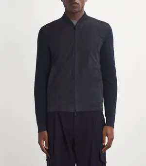 Giorgio Armani Suede And Virgin Wool Bomber Jacket