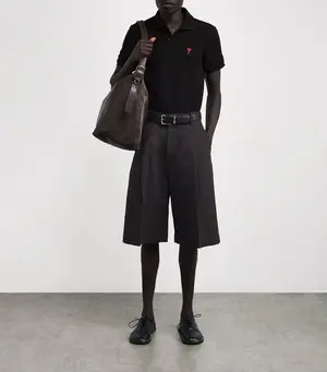 AMI Paris Organic Cotton De Coeur Polo Shirt - Black
