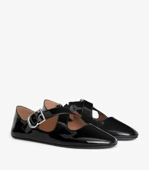 Alaïa Patent Leather Criss-cross Ballet Flats