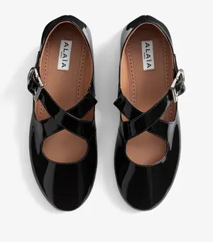 Alaïa Patent Leather Criss-cross Ballet Flats