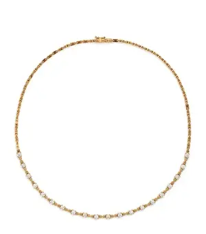 AZLEE Pirouette Diamond Tennis Necklace - Gold