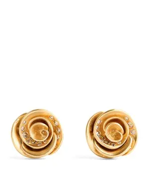 NADA GHAZAL Rose Stud Earrings - Gold