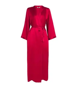 MARJOLAINE Silk Longline Tracy Robe Red