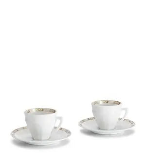 THE MARTHA, BY BACCARAT Set Of 2 Porcelain Talleyrand Coffee Cups And Saucers - Clear
