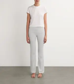 SKIMS Cotton-blend Fold-over Trousers - Grey