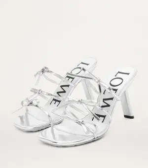 Loewe Metallic Leather Petal Bow Sandals