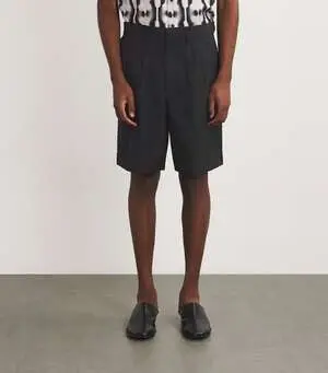 Commas Wool-linen Heathered Tailored Shorts