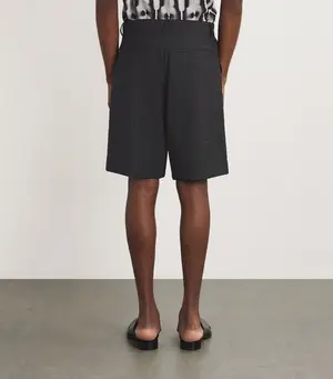 Commas Wool-linen Heathered Tailored Shorts