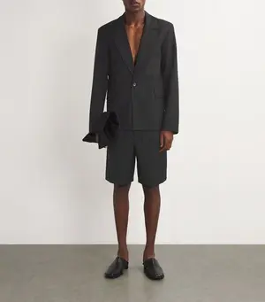 Commas Wool-linen Heathered Tailored Shorts