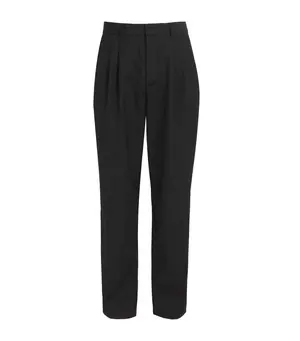 Commas Wool-linen Heathered Straight Trousers - Black