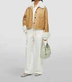 Loewe Shearling-trim Leather Jacket - White