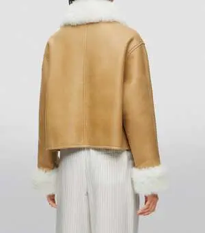 Loewe Shearling-trim Leather Jacket - White