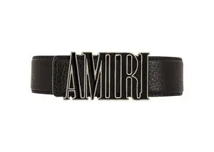 Amiri Logo Buckle Belt - Black/gold