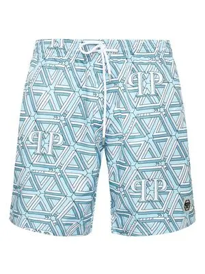 Philipp Plein Monogram Swim Shorts - Blue