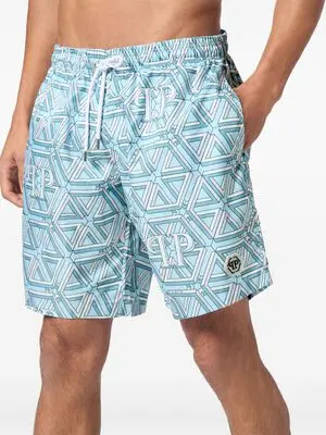 Philipp Plein Monogram Swim Shorts - Blue