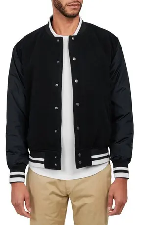 CON.STRUCT Solid Varsity Jacket - Black
