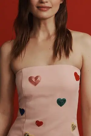 Mare Mare Strapless Heart-Embellished Mini Dress In Pink - 37% Off |  Editorialist