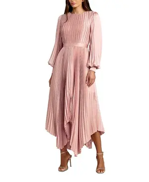 Mac Duggal Pleated Handkerchief Hem Dress - Blush