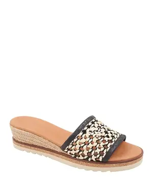 Andre Assous Nessie Wedge Sandals - Black Natural