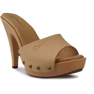 Natural Leather Platform Clogs