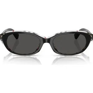 Burberry Burberry 55mm Oval Sunglasses Black Check