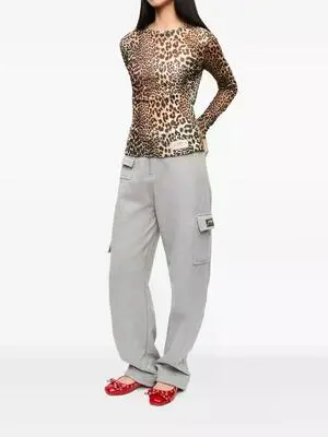GANNI Leopard Print Long Sleeve T-shirt - Brown