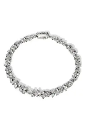 Nadri Cubic Zirconia Clustered Bracelet - Rhodium