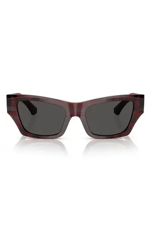 Burberry 52mm Cat-eye Sunglasses - Red Check/ Dark Grey
