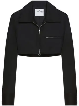 COURREGES Logo-embellished Cropped Jacket - Black