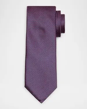 Canali Canali Micro-Geometric Silk Neck Tie Brt Purple