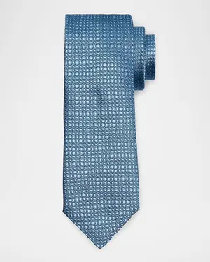 Canali Canali Textured Dot Silk Tie Lt Blue