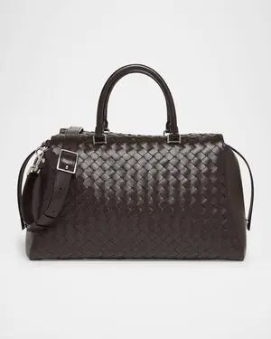 Bottega Veneta Intrecciato Leather Weekender Duffle Bag - Silvernat.