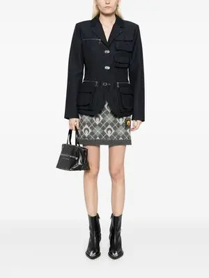MARINE SERRE Moon Argyle Knit Mini Skirt - Grey
