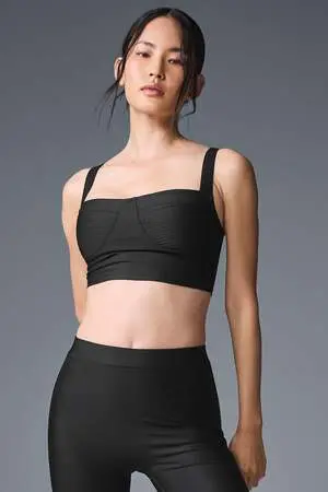 Alo Yoga Airlift Turn It Up Bra Tank Top - Black | Editorialist