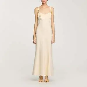 Sandro Sandro Maxi Dress With Spaghetti Straps Ecru