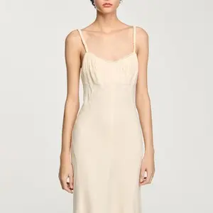 Sandro Maxi Dress With Spaghetti Straps - Ecru
