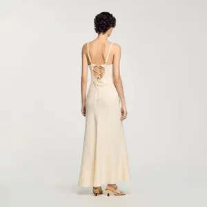 Sandro Maxi Dress With Spaghetti Straps - Ecru