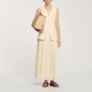 Sandro Sleeveless Linen Jacket - Ecru