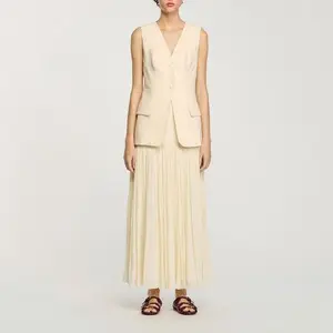 Sandro Sleeveless Linen Jacket - Ecru