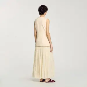 Sandro Sleeveless Linen Jacket - Ecru
