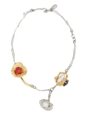 Marni Flower Charms Necklace - Silver