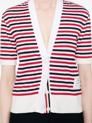 Thom Browne Striped Linen Cardigan