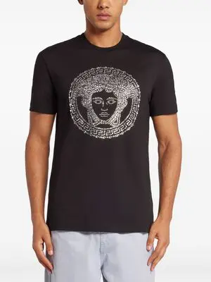 Versace Medusa-rhinestone T-shirt - Black