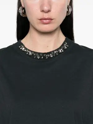 GOLDEN GOOSE Embellished Cotton T-shirt - Black