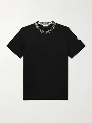 Moncler Slim-fit Logo-appliquéd Cotton-jersey T-shirt - Black