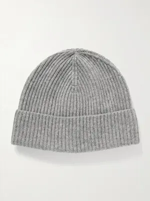 Mr P. Cairn Ribbed Cashmere Beanie - Gray